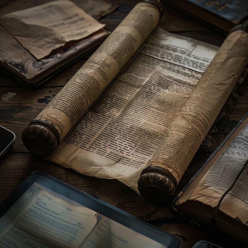An Ancient Scroll among Digital Tablets Representing the Blend of ...