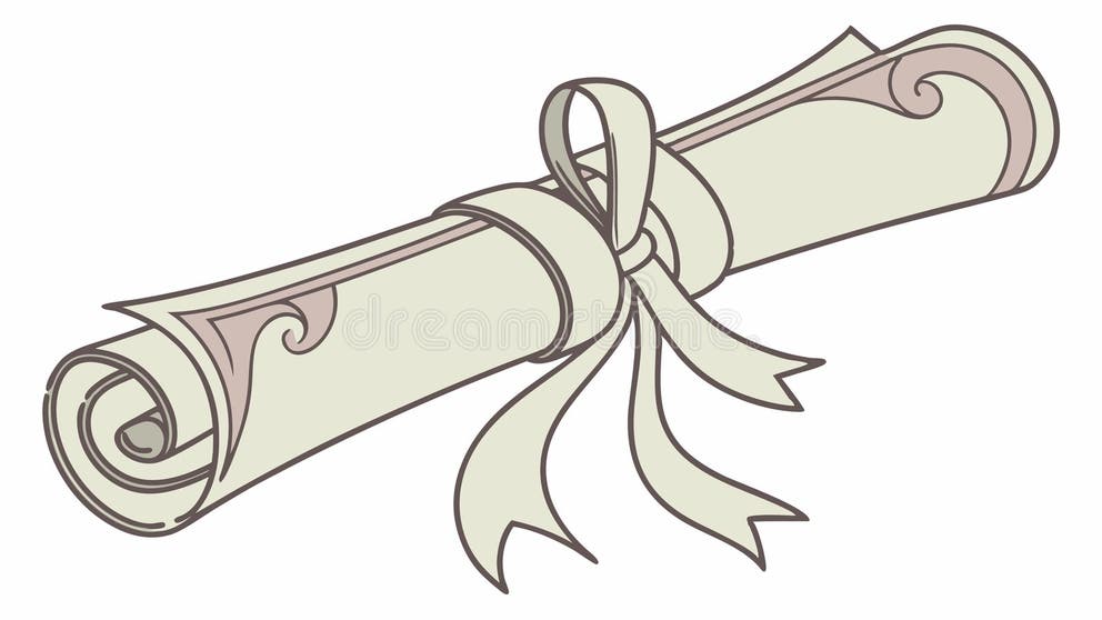 Ancient Scroll or Diploma Document with Ribbons for Historical Use ...