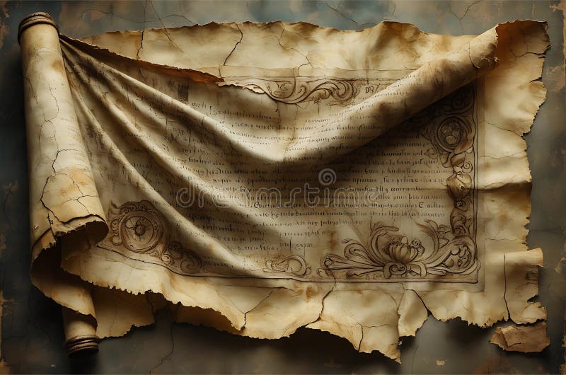 Ancient Scroll with Elegant Calligraphy Generative AI Stock ...