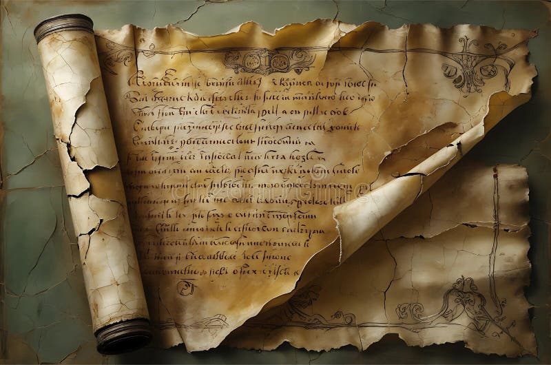 Ancient Scroll with Elegant Calligraphy Generative AI Stock ...