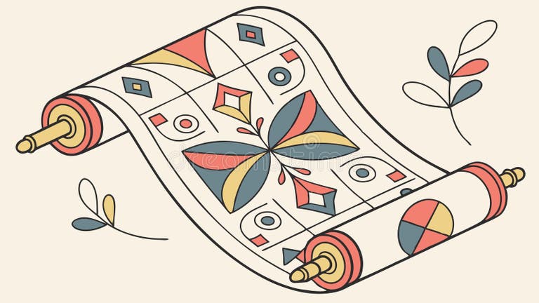 Ancient Scroll with Floral Compass Illustration Vector, Vector Design ...