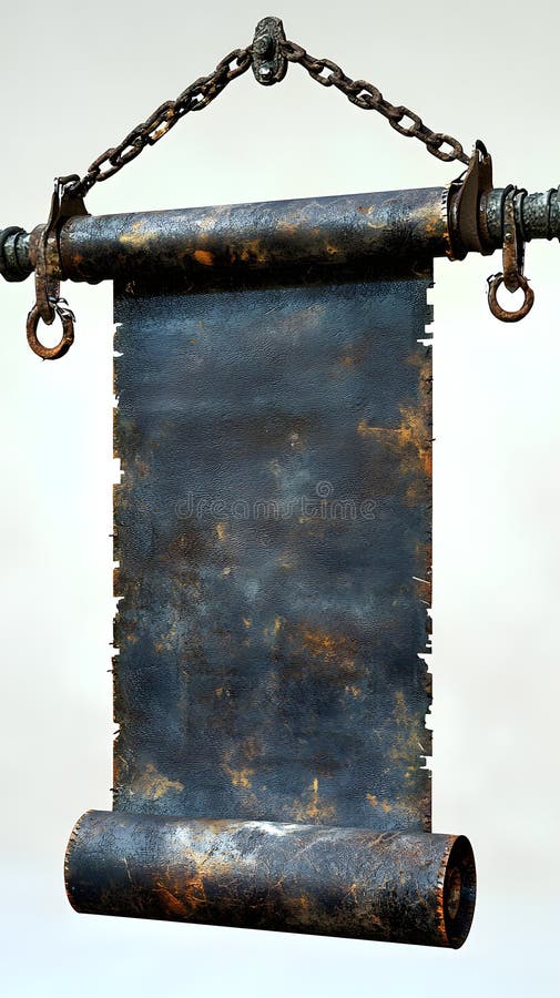 Ancient Scroll Hanging on Rustic Chains Stock Image - Image of medieval ...