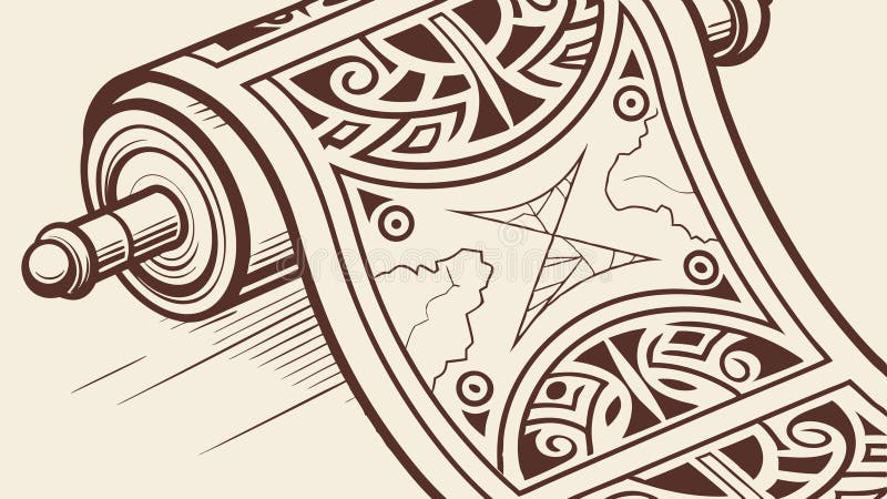Ancient Scroll with Intricate Floral Design Illustration Vector, Vector ...
