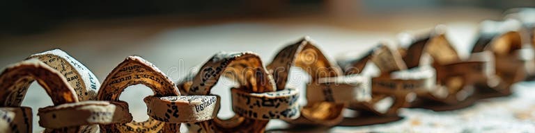 Ancient Scroll-linked Chain with Hebrew Script on Weathered Surface ...