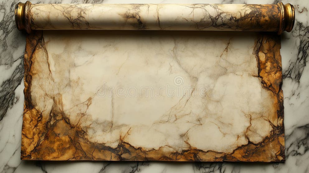 Ancient Scroll on Marble Surface with Elegant Calligraphy Design Stock ...