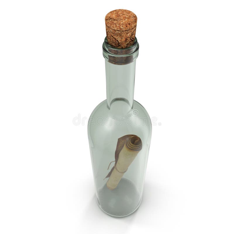 Scroll Message in Bottle Isolated. Letter in Flask. Vector Illus Stock ...