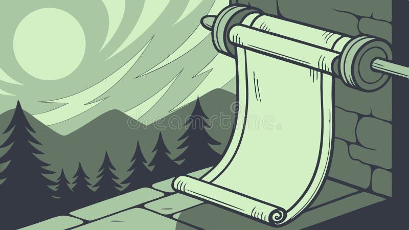 Ancient Scroll in a Mysterious Forest, Hidden Knowledge Vector ...