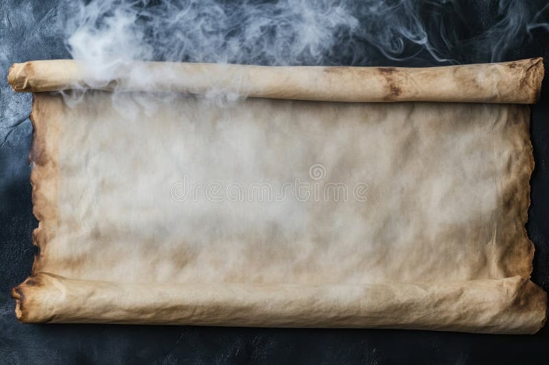 Ancient Scroll with Mystical Smoke on Dark Background - Enchanting ...