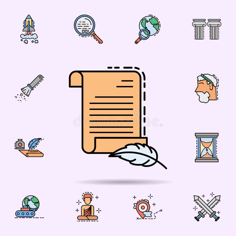 Ancient Scroll, Paper, Parchment Icon. Element of History Color Icon ...