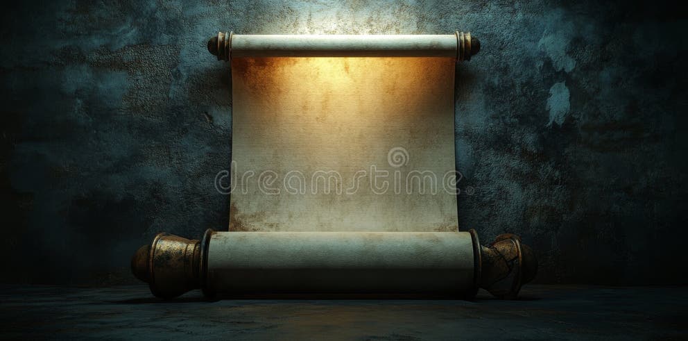 An Ancient Scroll of Parchment Unfurling, Offering a Blank Area for ...