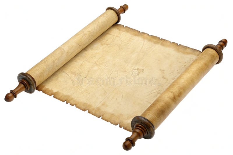 Ancient Scroll Parchment with Wooden Handles Isolated 3D Illustration ...