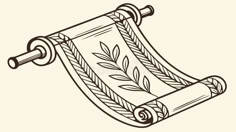 Ancient Scroll with Ribbon Decorative Element Vector, Vector Design ...