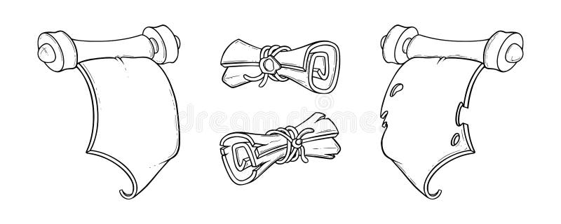 Ancient Scroll Sketches. Torn Paper Scrolls for Games Stock Vector ...