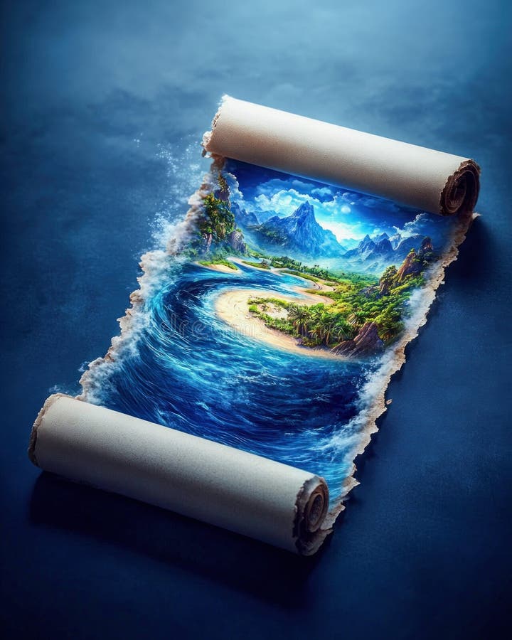Ancient Scroll Unrolling To Reveal Vibrant Augmented Reality Landscape ...