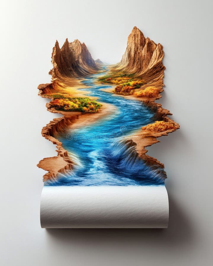 Ancient Scroll Unrolling To Reveal Vibrant Augmented Reality Landscape ...