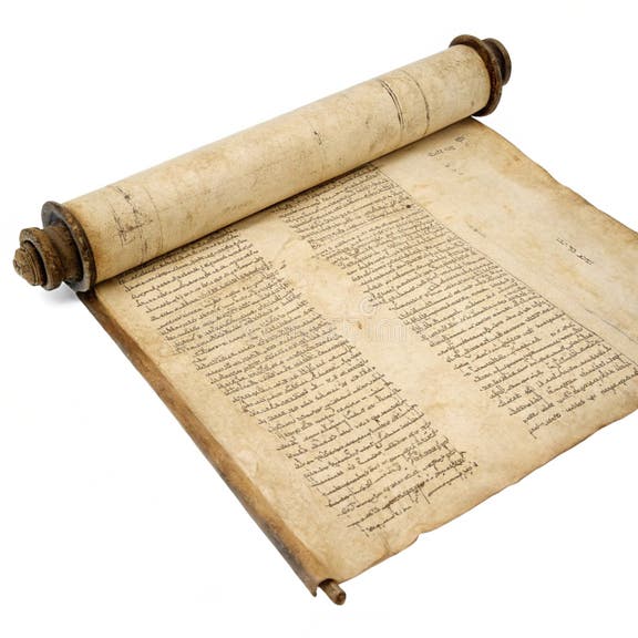 Ancient Scroll with Writing Isolated on White Background Stock ...