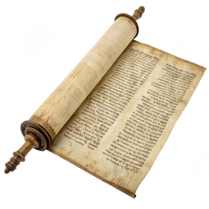 Ancient Scroll with Writing Isolated on White Background Stock ...