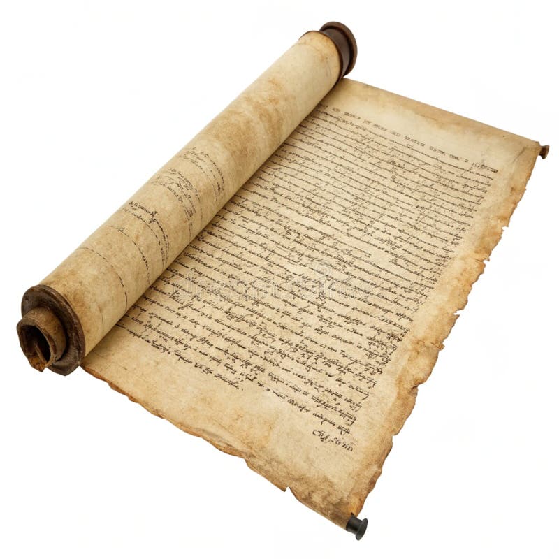 Ancient Scroll with Writing Isolated on White Background Stock ...