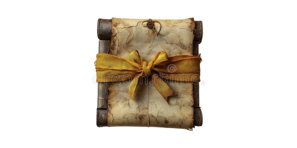 Ancient Scroll with Yellow Ribbon. Historical Document Symbolizing ...