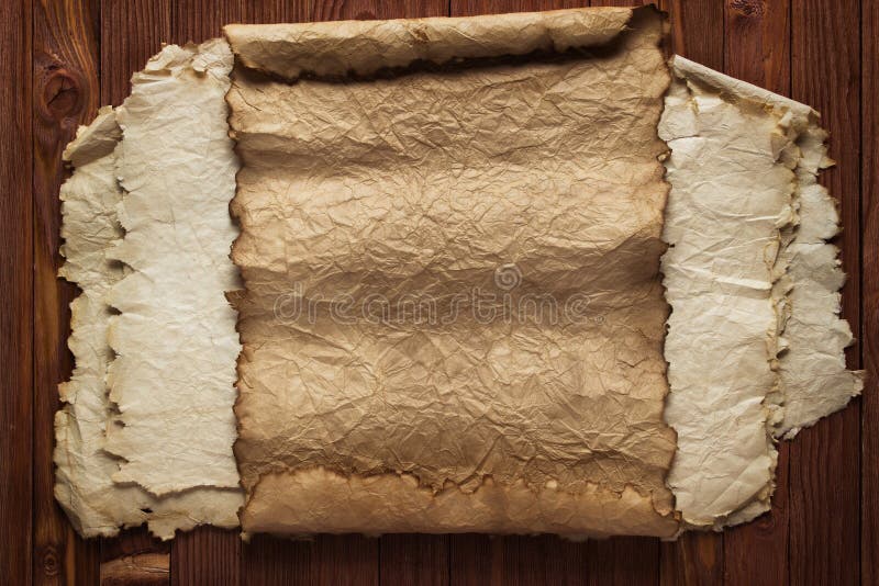 Ancient Scrolls Background Wooden Table, Texture Old Paper and W Stock ...