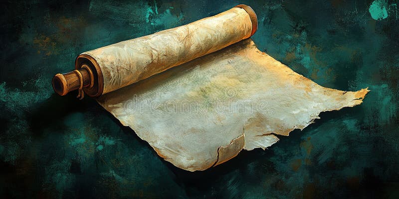 Ancient Scrolls Resting on a Textured Surface with a Mystical Green ...