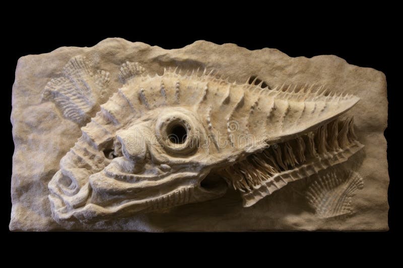 Ancient Sea Creature Fossil Embedded in Limestone Stock Illustration ...