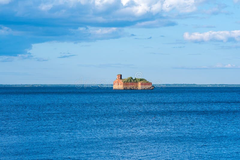 Ancient Sea Fort in the Baltic Sea at Sunset Stock Photo - Image of ...
