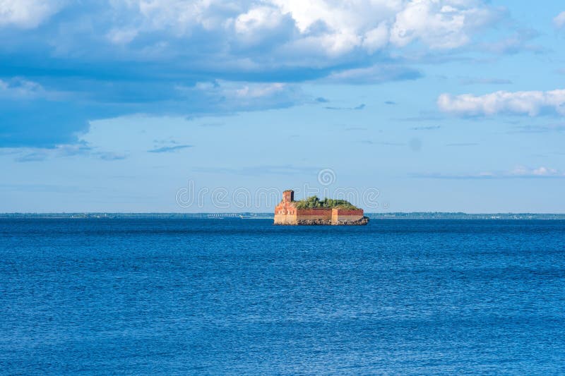 Ancient Sea Fort in the Baltic Sea at Sunset Stock Image - Image of ...