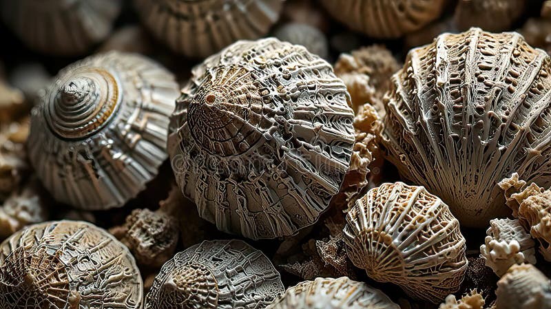 Ancient Shell Microstructures in Close-Up Detail Stock Illustration ...
