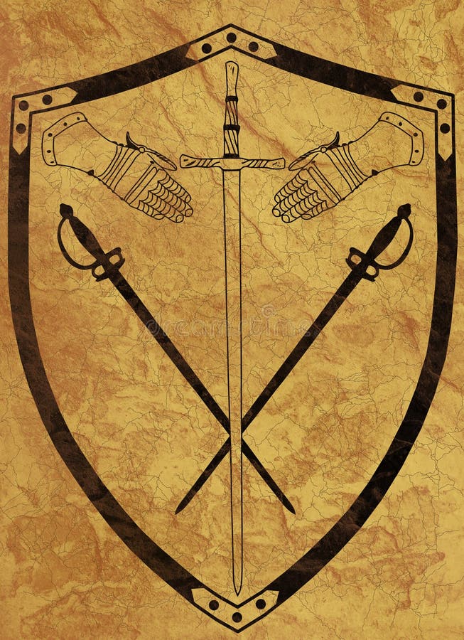 Ancient Shield of Arms on Brown Crackled Surface Stock Photo - Image of ...