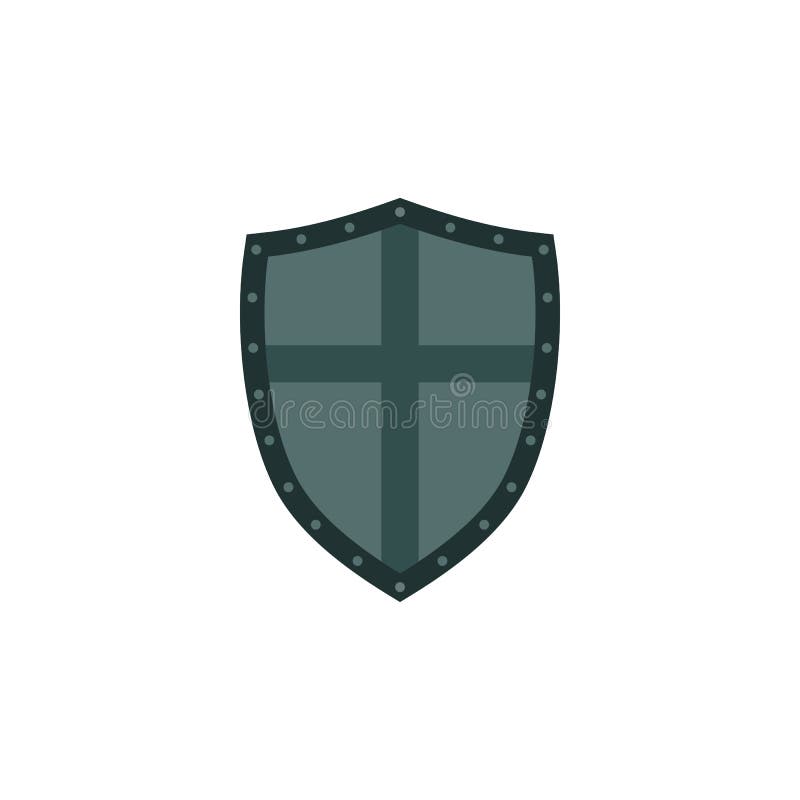 Ancient Shield Icon, Flat Style Stock Illustration - Illustration of ...