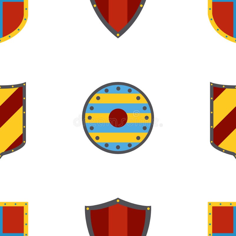 Ancient Shields Pattern. Heraldic Shields in Flat Style. Stock Vector ...
