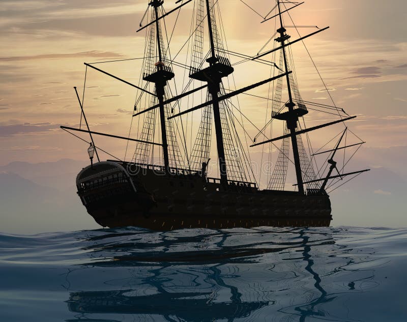 The ancient ship stock illustration. Illustration of painting - 8336641