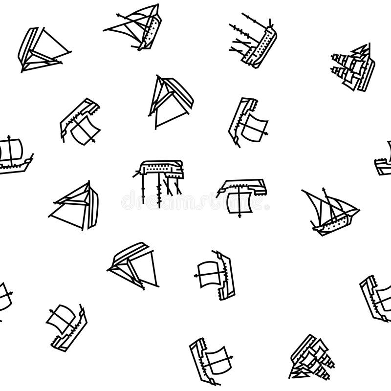 Ancient Ship Maritime Vessel Seamless Pattern Vector Stock Illustration ...