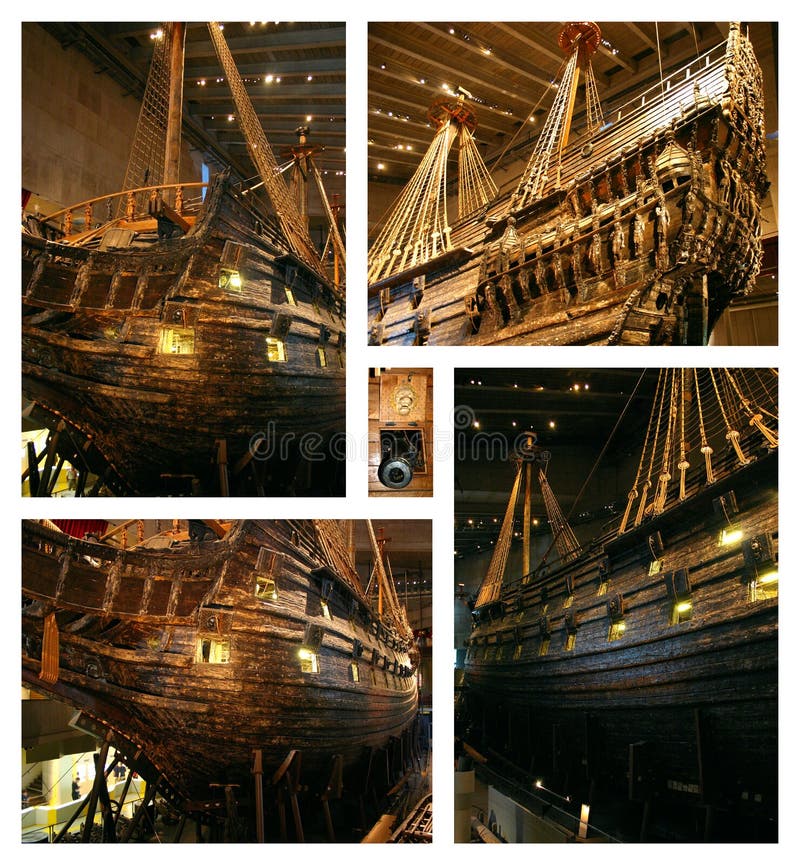 Ancient Ship Vasa - Collage Editorial Stock Photo - Image of 17th ...
