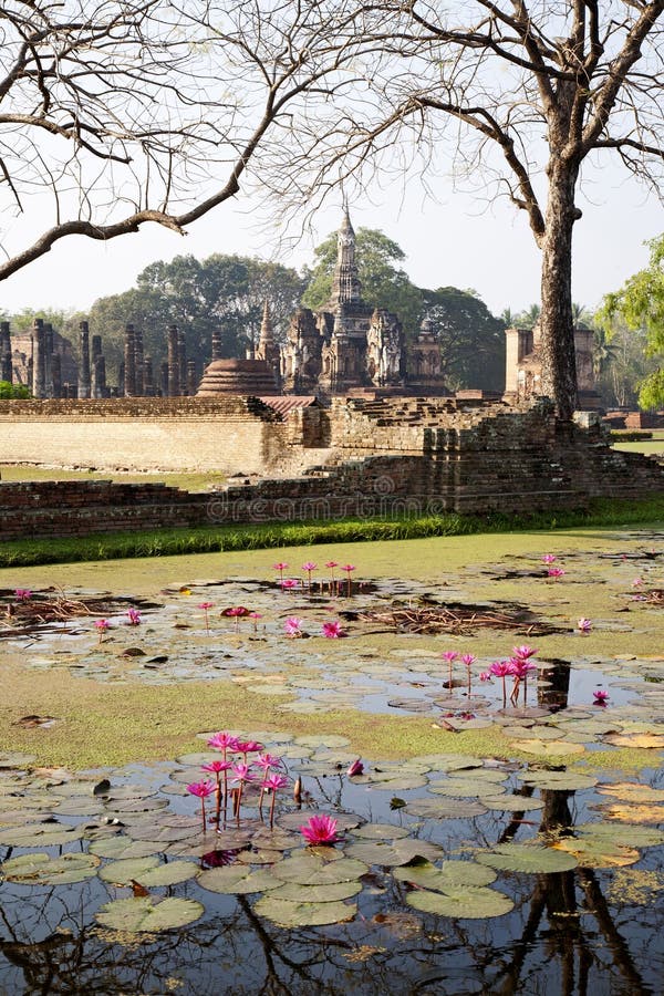 Ancient Siamese Ruins Reflected Stock Photo - Image of northern ...