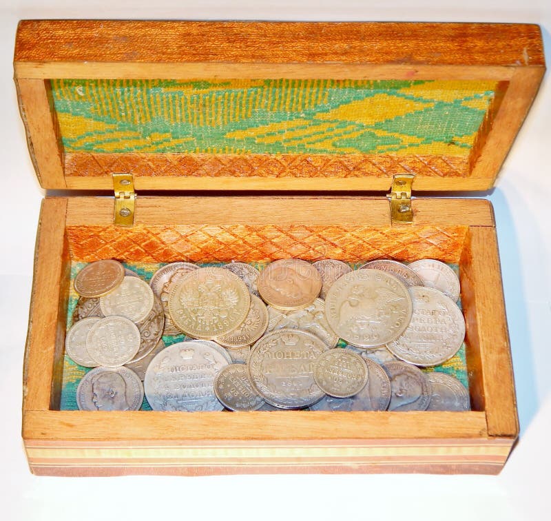 Ancient Silver Coins in a Box Stock Image - Image of metal, bengal ...