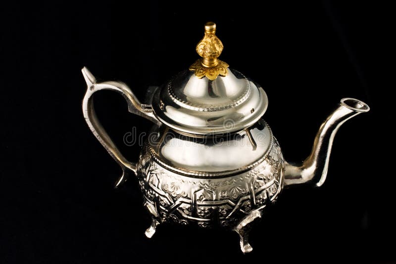Silver Teapot and an Antique Chinese Cup of Tea Stock Image - Image of ...