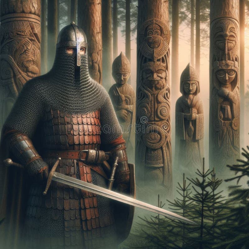 Ancient Slavic Warrior in Armor Stock Illustration - Illustration of ...