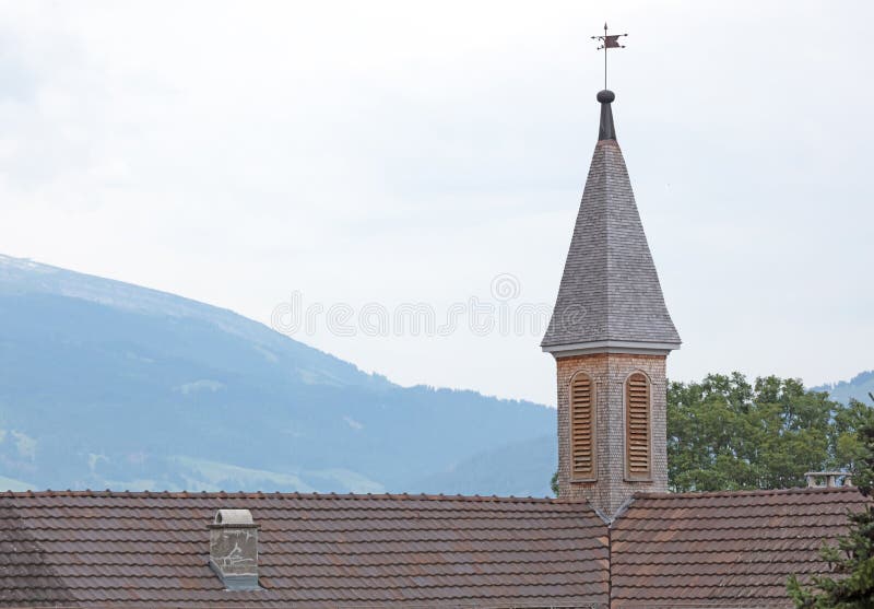 Ancient small church tower stock photo. Image of people - 206120308