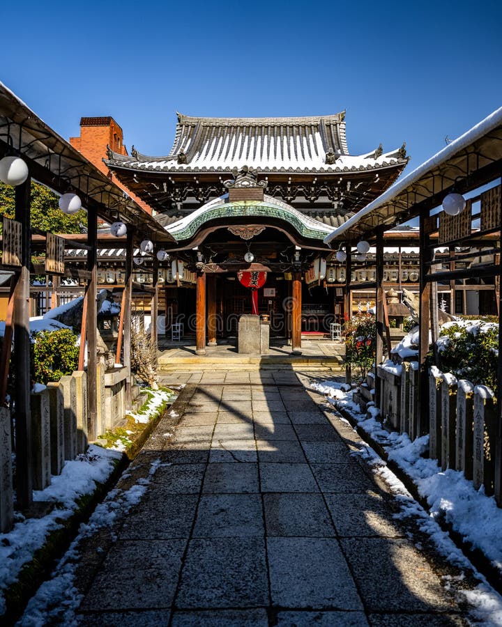 Ancient Snow Covered Buddhist Temple in Kyoto Japan. Stock Photo ...