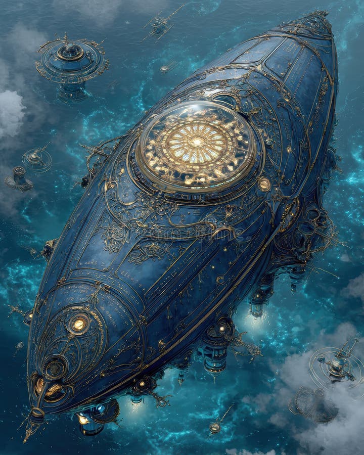 Ancient Spaceship in Deep Space Stock Illustration - Illustration of ...