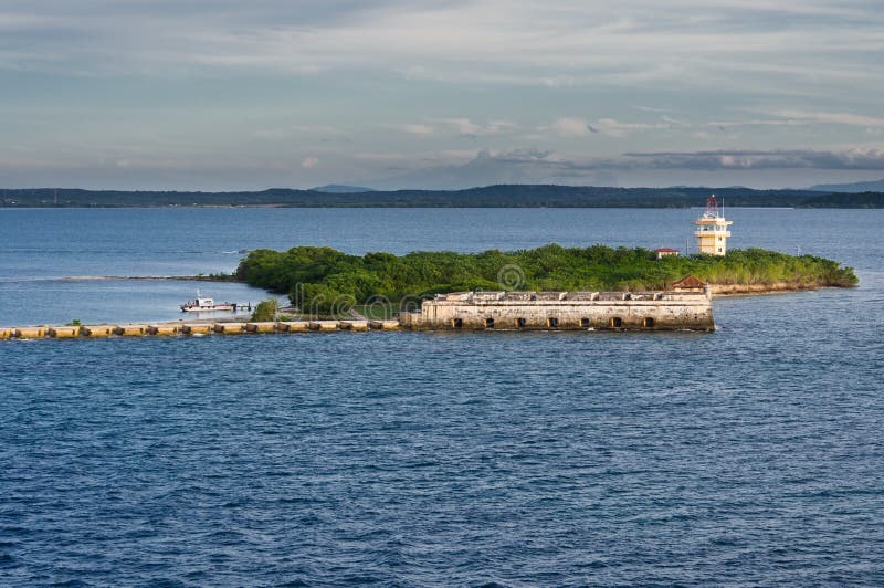 Old Spanish Fort In The Harbor Of Cartagena Stock Image - Image of ...