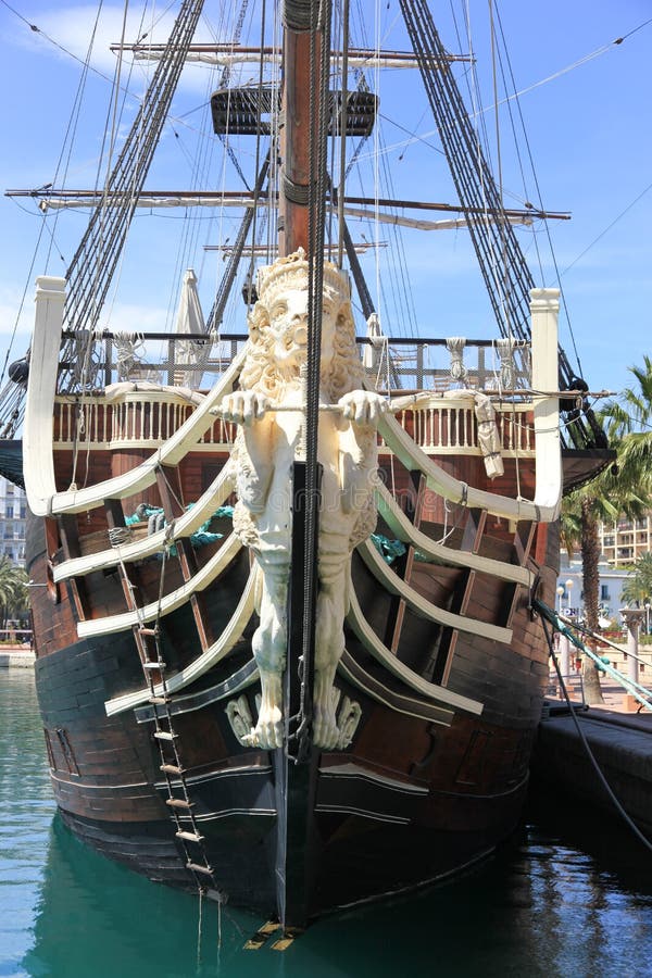 Rigging spanish galleon stock photo. Image of ship, docked - 42136298