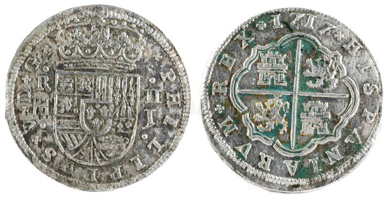 Ancient Spanish Silver Coin of King Felipe V Stock Image - Image of ...
