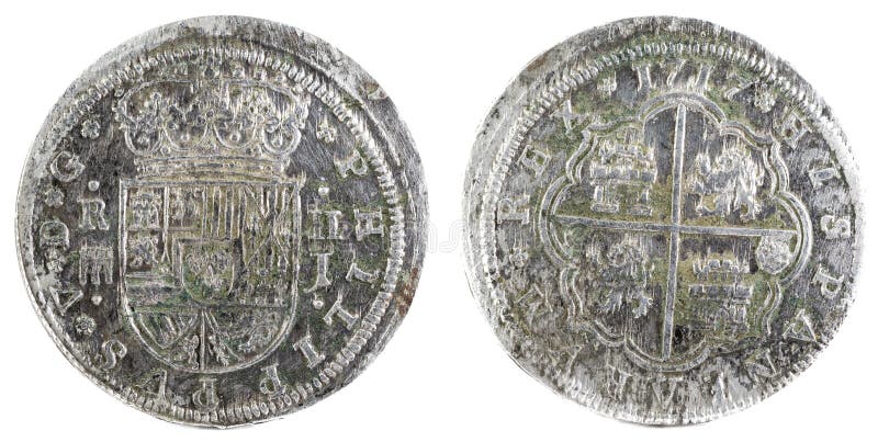 Ancient Spanish Silver Coin of King Felipe V Stock Image - Image of ...