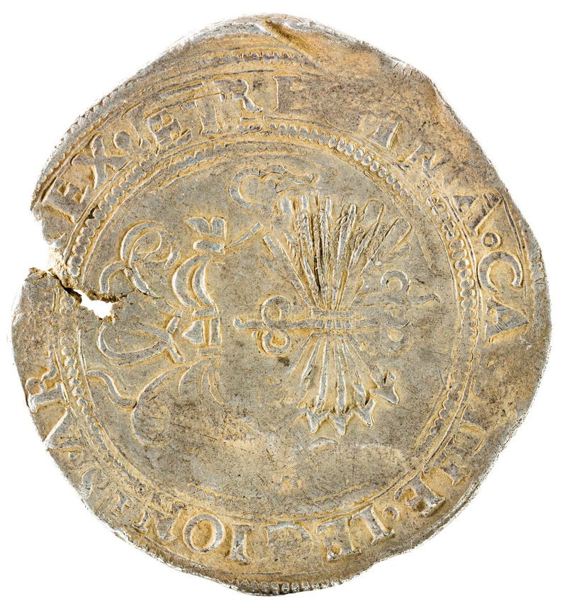 Ancient Spanish Silver Coin of the Kings Fernando E Isabel Stock Photo ...