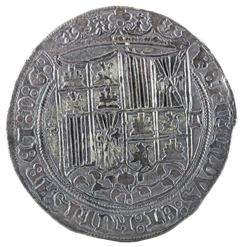 Ancient Spanish Silver Coin of the Kings Fernando and Isabel Stock ...
