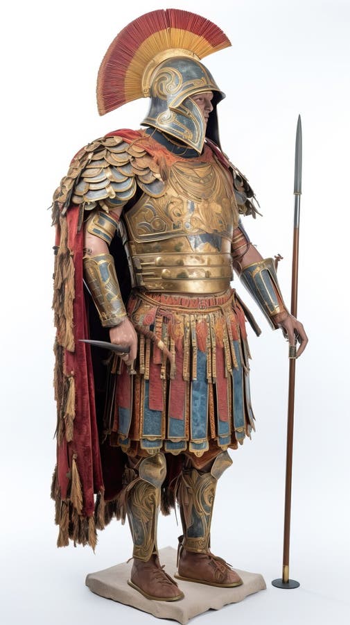 Ancient Spartan Trojan Warrior in Armor with Weapons. White Background ...