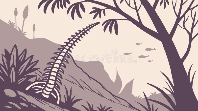 Ancient Spiked Spine Hanging from Tree, Forest Mystery, Vector Design ...